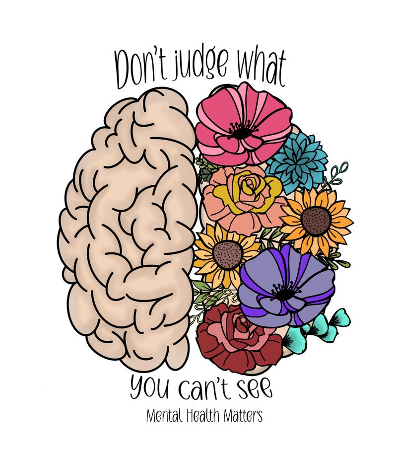 Mental Health Awareness PNG – Brain & Flowers Design (digital Download ...