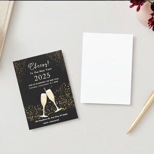 2025 New Year Invitation, Cheers to New Year's Eve Party Invite ...