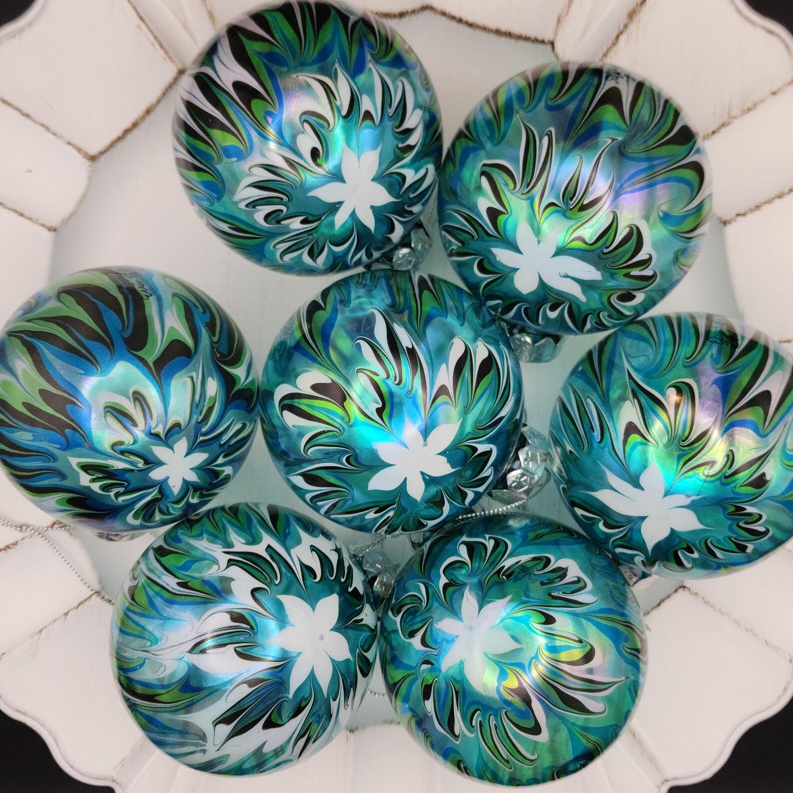 Starflake Carribean Ornament. Unique, Marbled by Hand, 3", and Shatter ...