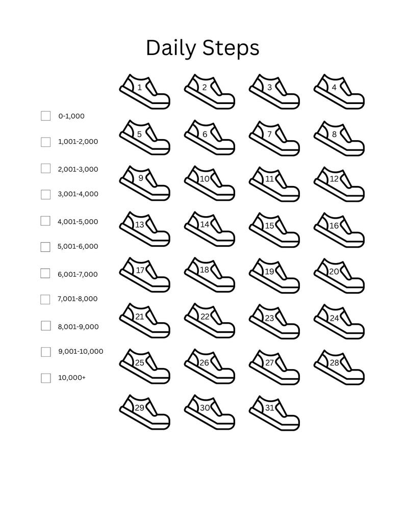 Monthly Step Tracker - Etsy