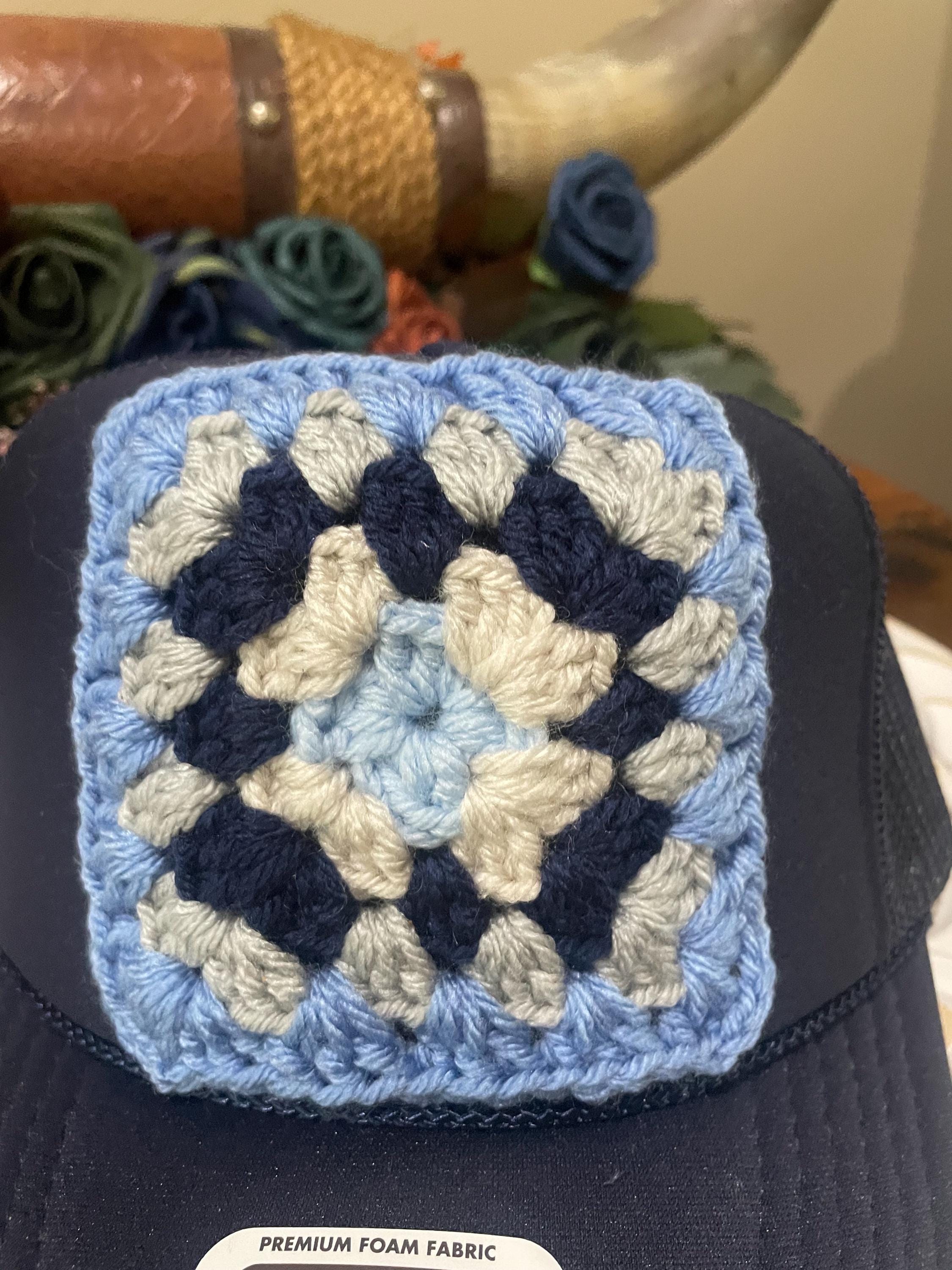 Navy Granny Square Crochet Otto Trucker Hat Cap by Turquoise&yarn - Etsy