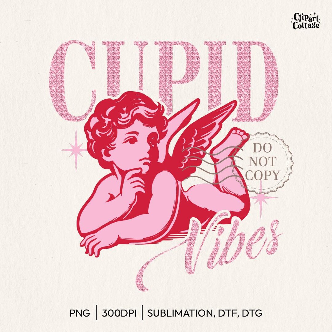 Cupid Vibes PNG, Retro Cupid Vibes PNG, Cupid Vibes Valentines Day PNG ...