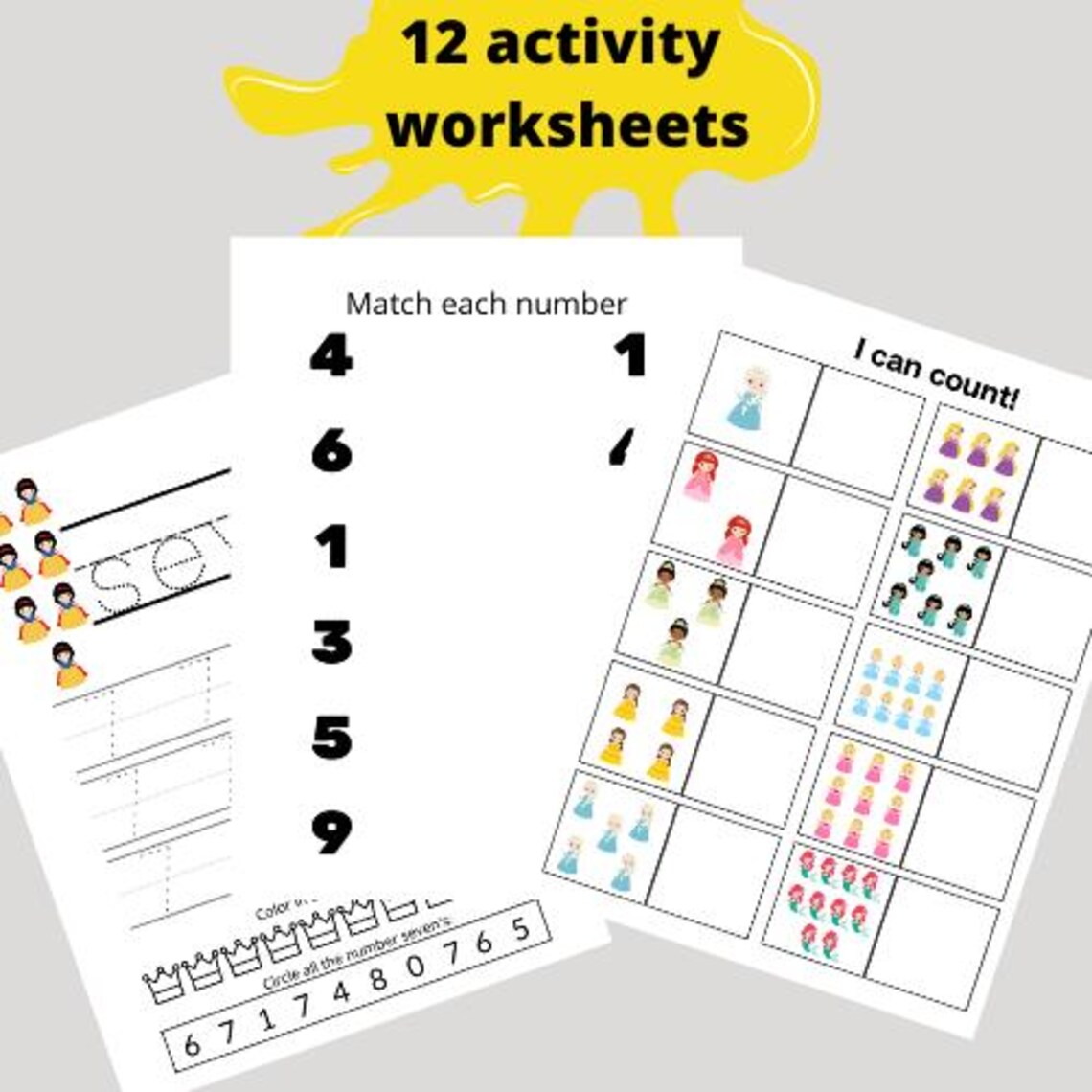 Princess Numbers 1-10 Worksheets - Printable PDF for Early Learners ...