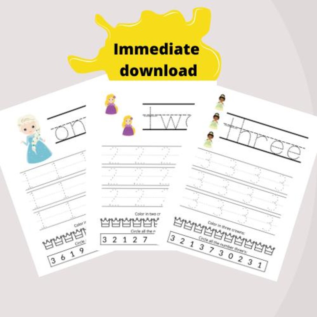 Princess Numbers 1-10 Worksheets - Printable PDF for Early Learners ...