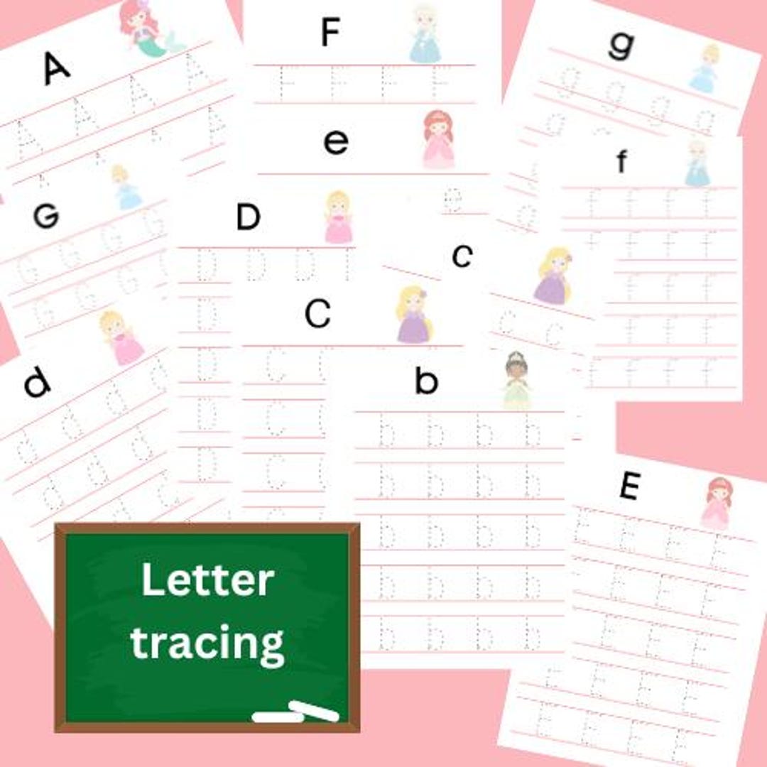 Princess Tracing Letters A-Z Workbook - Printable PDF for Kids ...