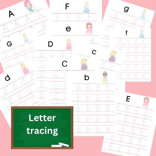 Princess Tracing Letters A-Z Workbook - Printable PDF for Kids ...