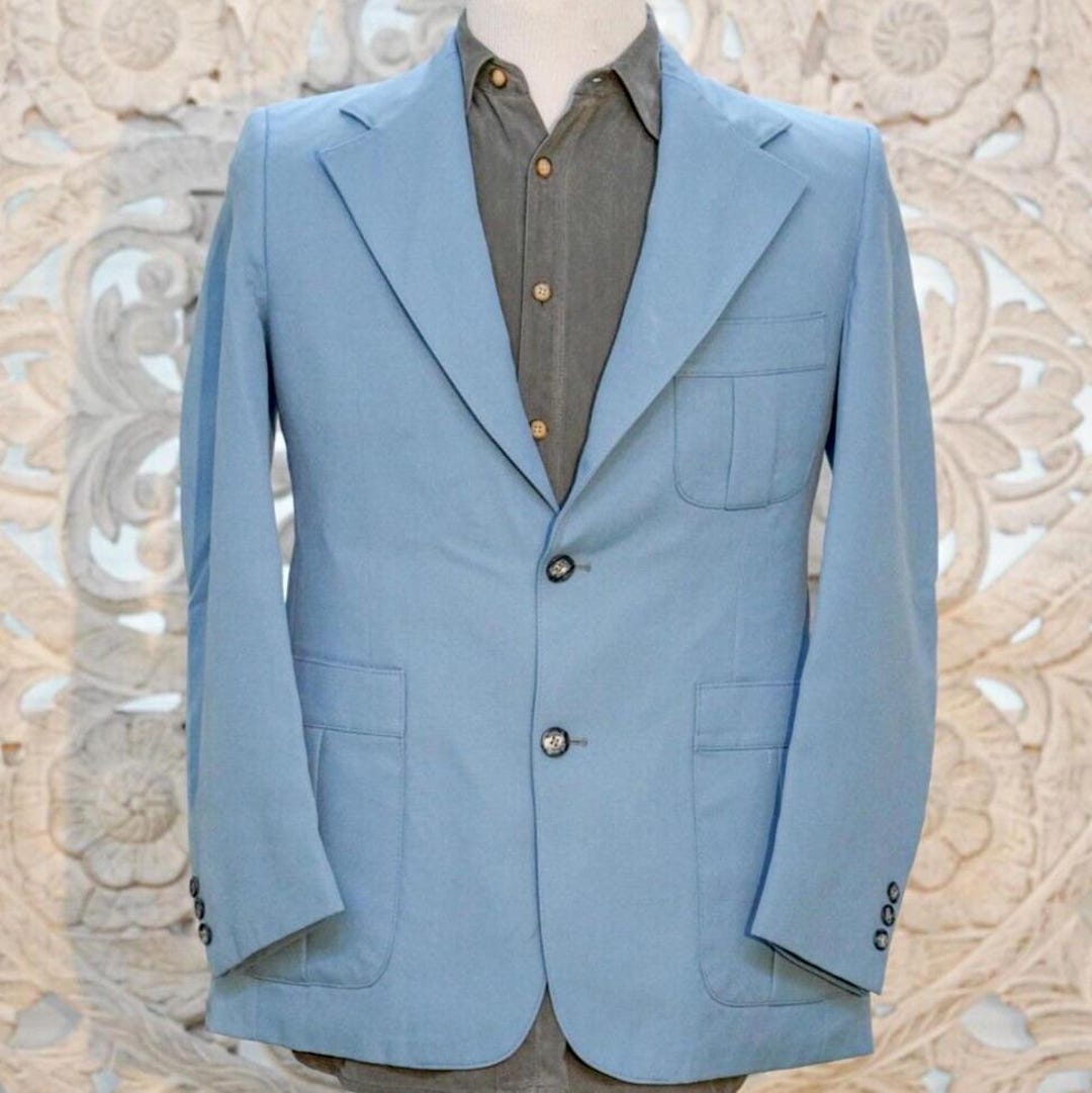 Vintage Men's Blue Military Style Blazer Single Breasted, Fully Lined ...
