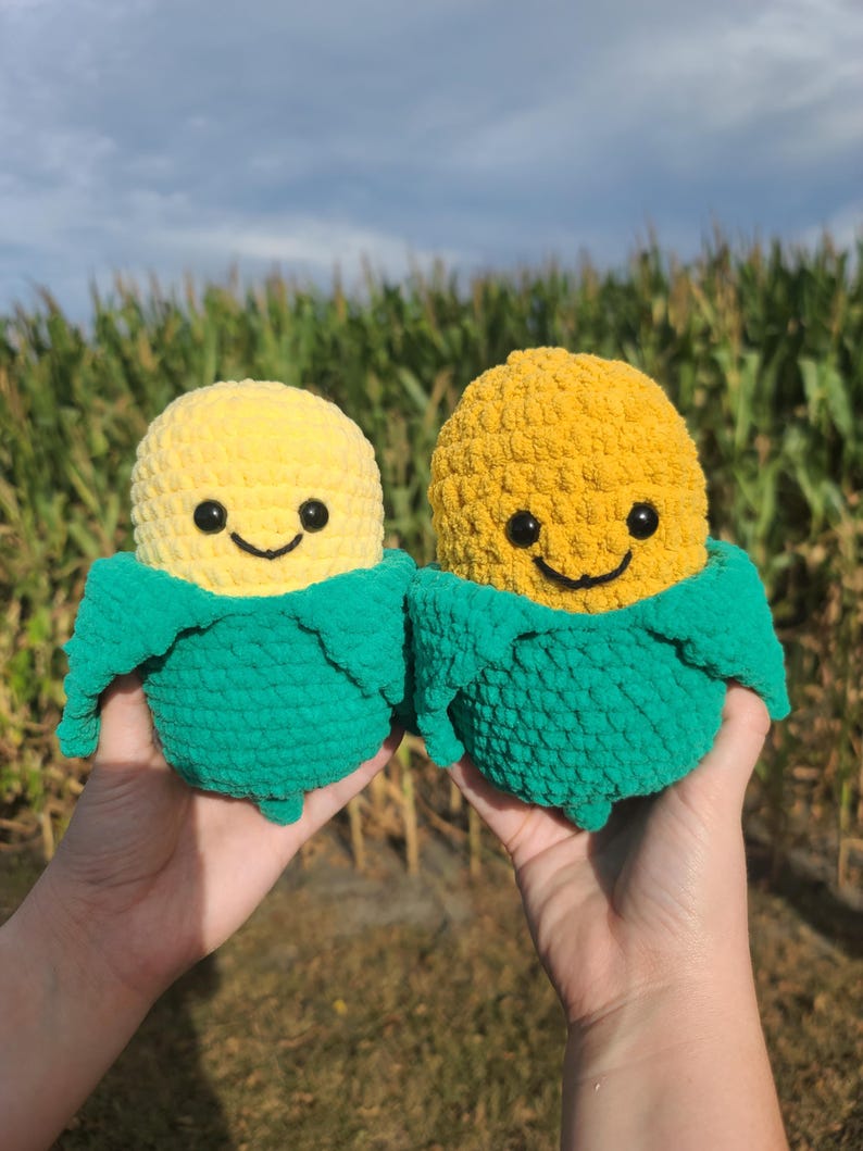 Crochet Corn Plushie, Farmhouse Decor, Handmade Stuffed Toy - Etsy