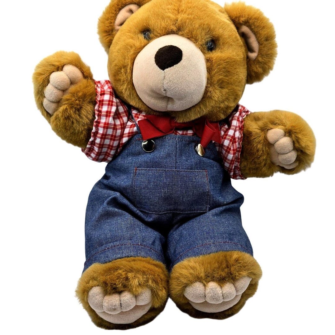 Vintage 1985 Love Land Teddy Bear Plush 18in Stuffed Animal Overalls ...