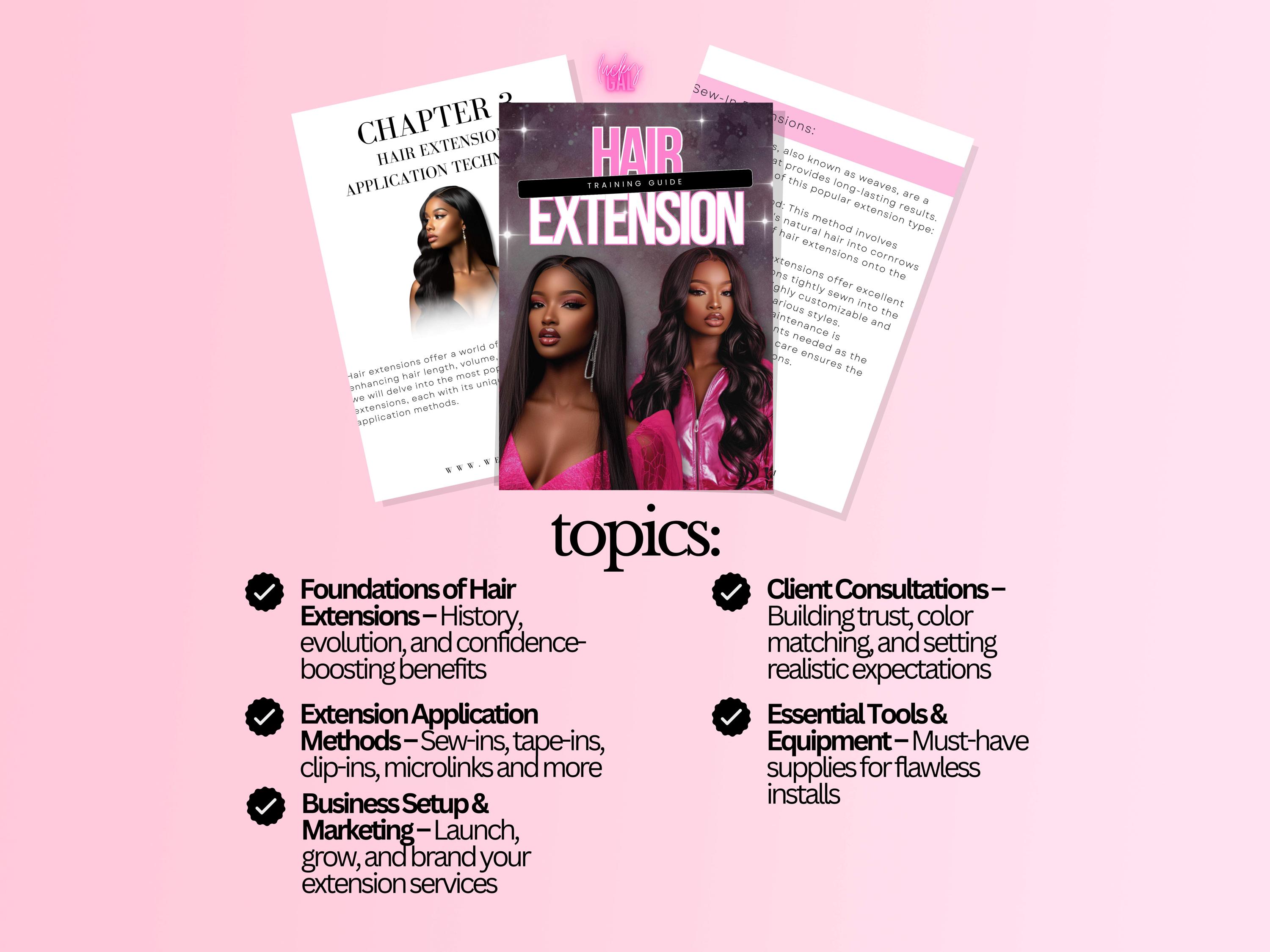 Hair Extension Training Guide, Hair Stylist Business Course, Digital ...