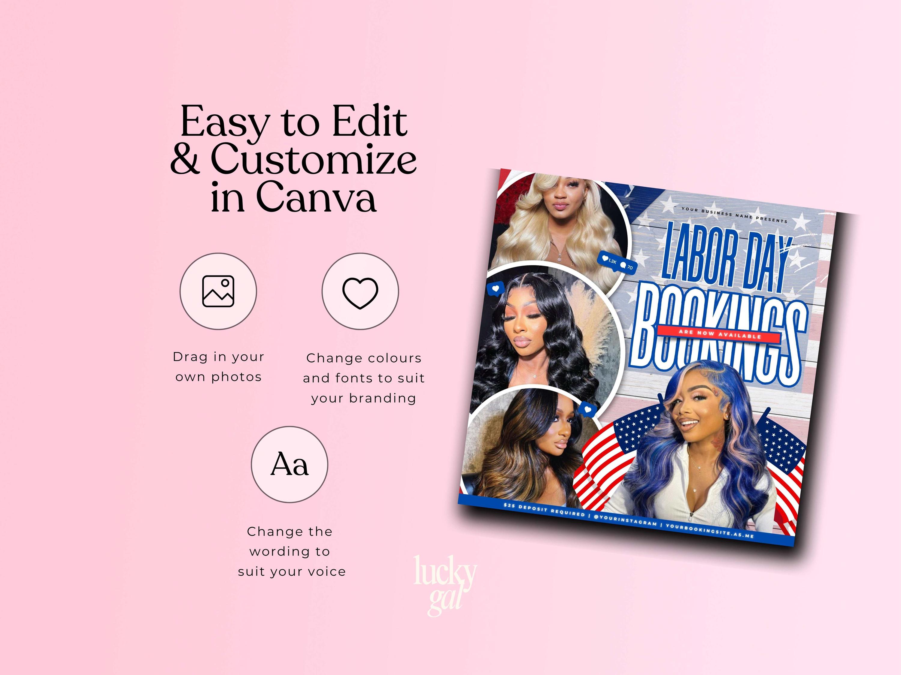 Labor Day Now Open Flyer Canva Template for Beauty Business, Social ...