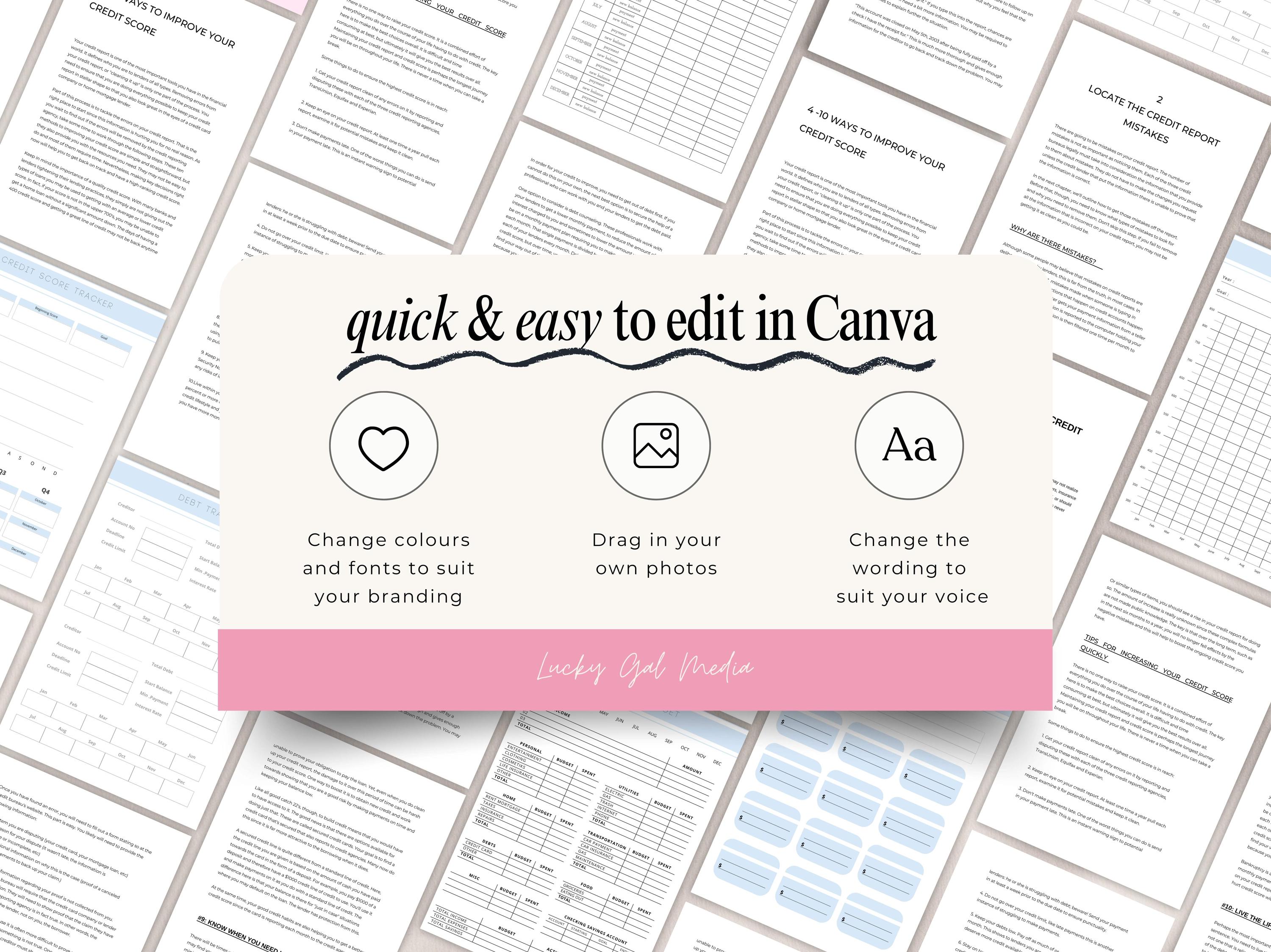 Credit Repair DIY Guide Ebook Canva Editable Template | Personal ...