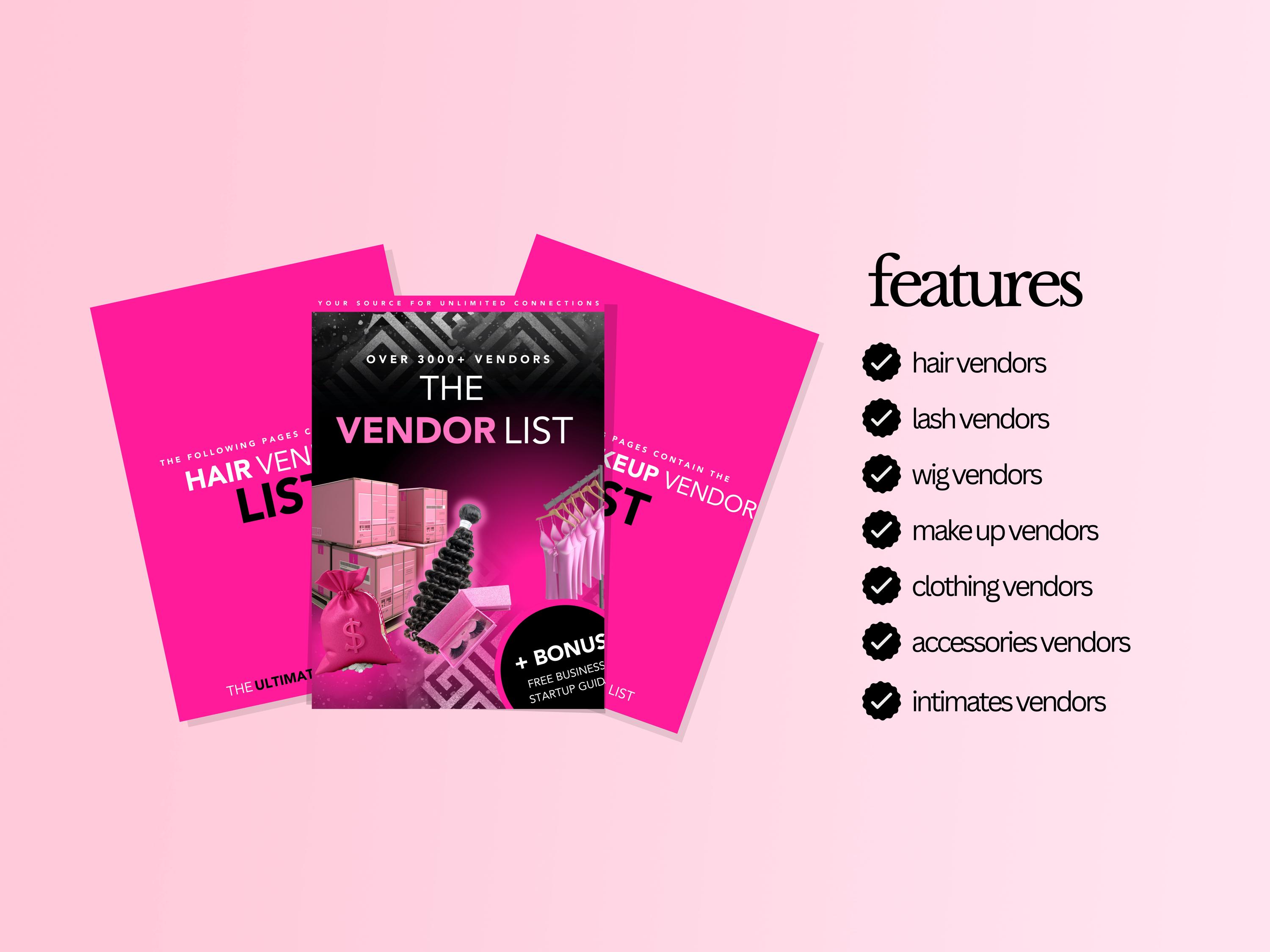3,000+ Vendors List + Script for Hair, Lash, Wig, Makeup, Clothing ...