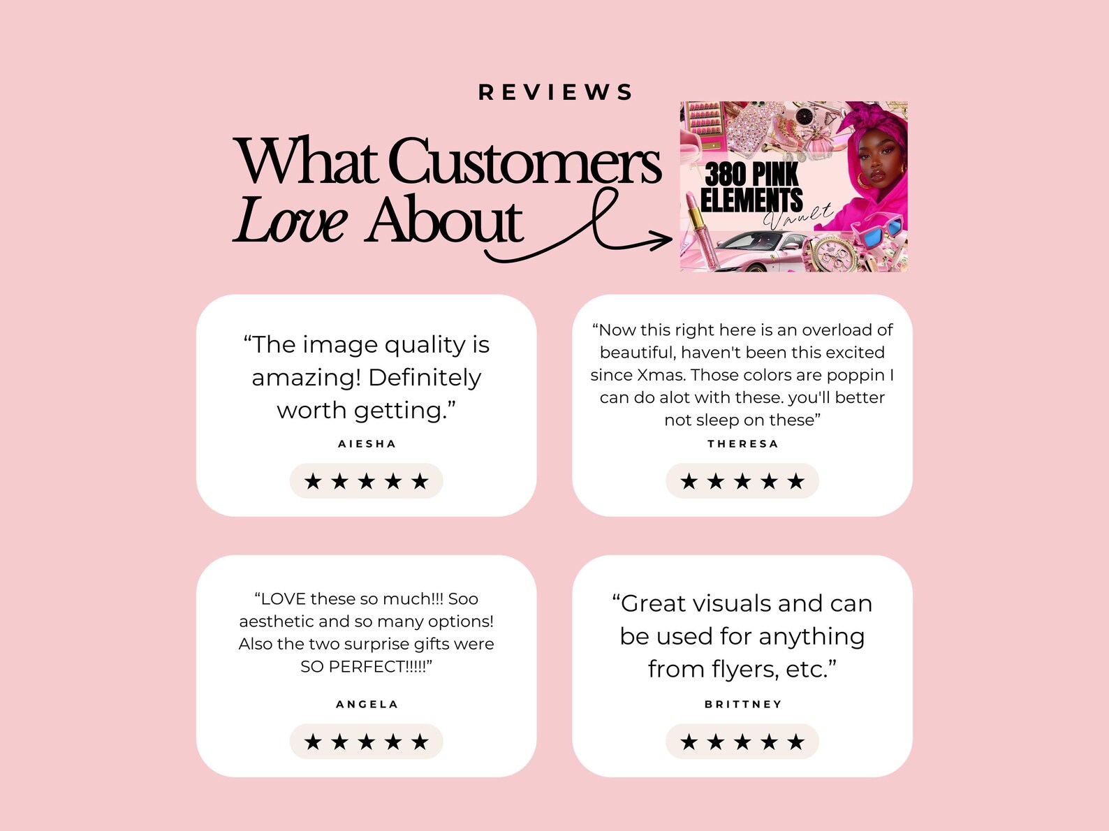 Melanin Pink Girl Boss Graphic Elements Pack | DFY Glam CEO Digital ...