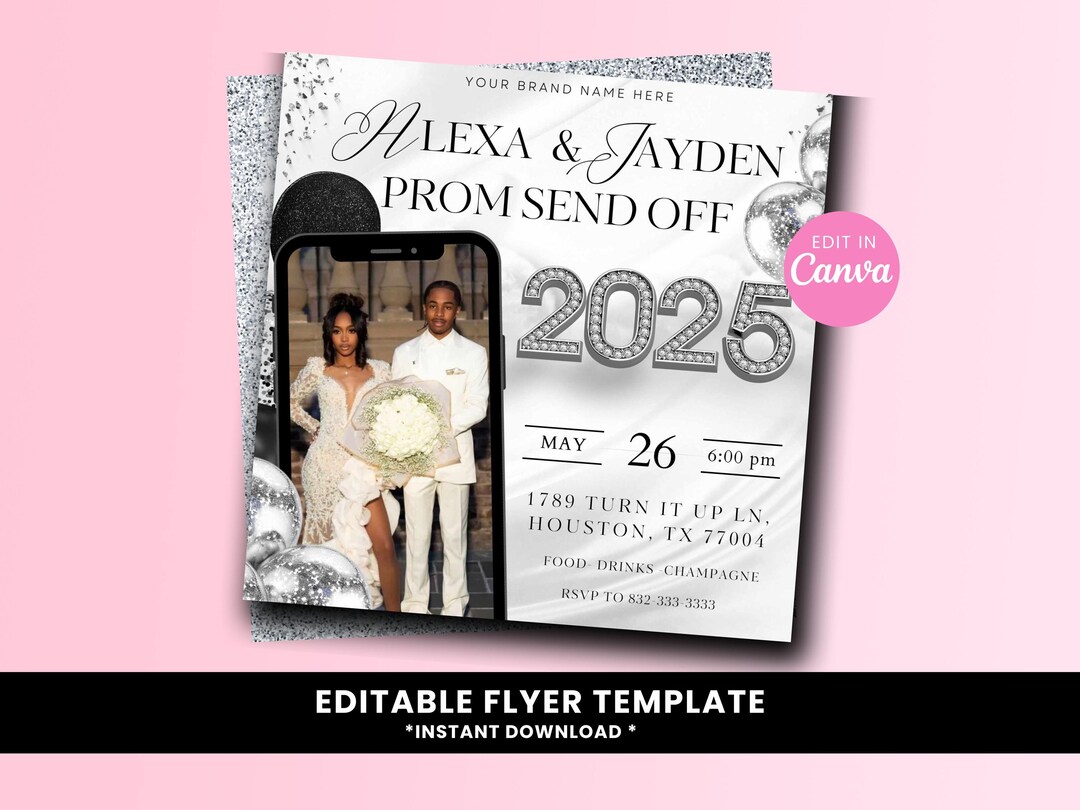 Luxury Senior Prom Night Party Invitation, High School Graduation Send ...