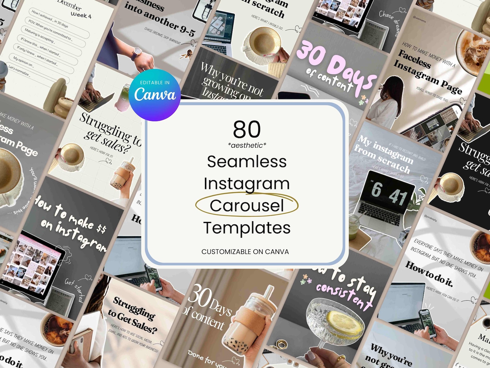 Seamless Instagram Carousel Template - Canva Social Media Manager ...