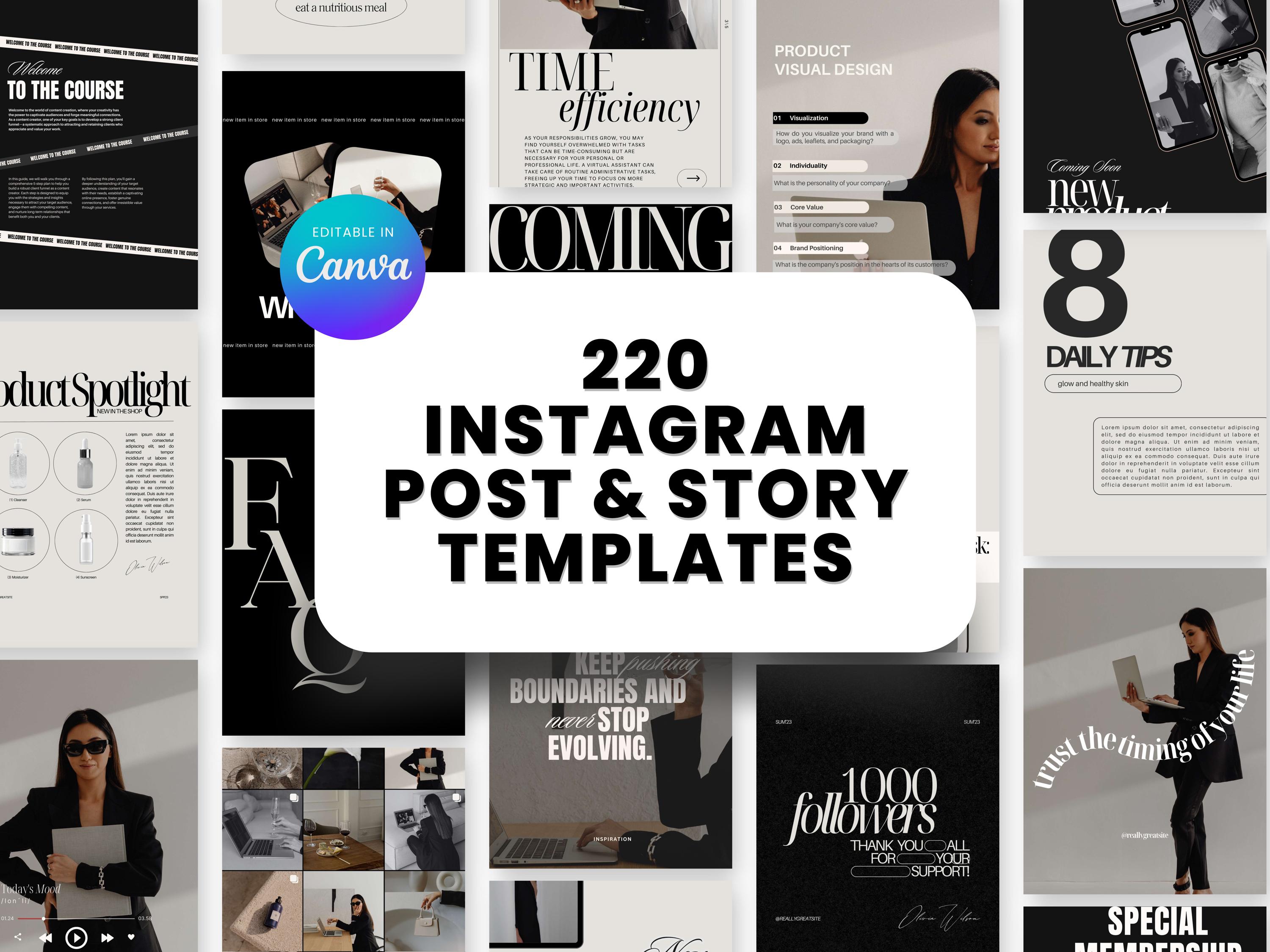 220 Modern Instagram Social Media Templates - Done for You Canva ...