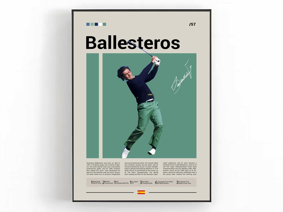 Seve Ballesteros Golf Poster, Legendary Golfer Print, Golf Wall Art ...