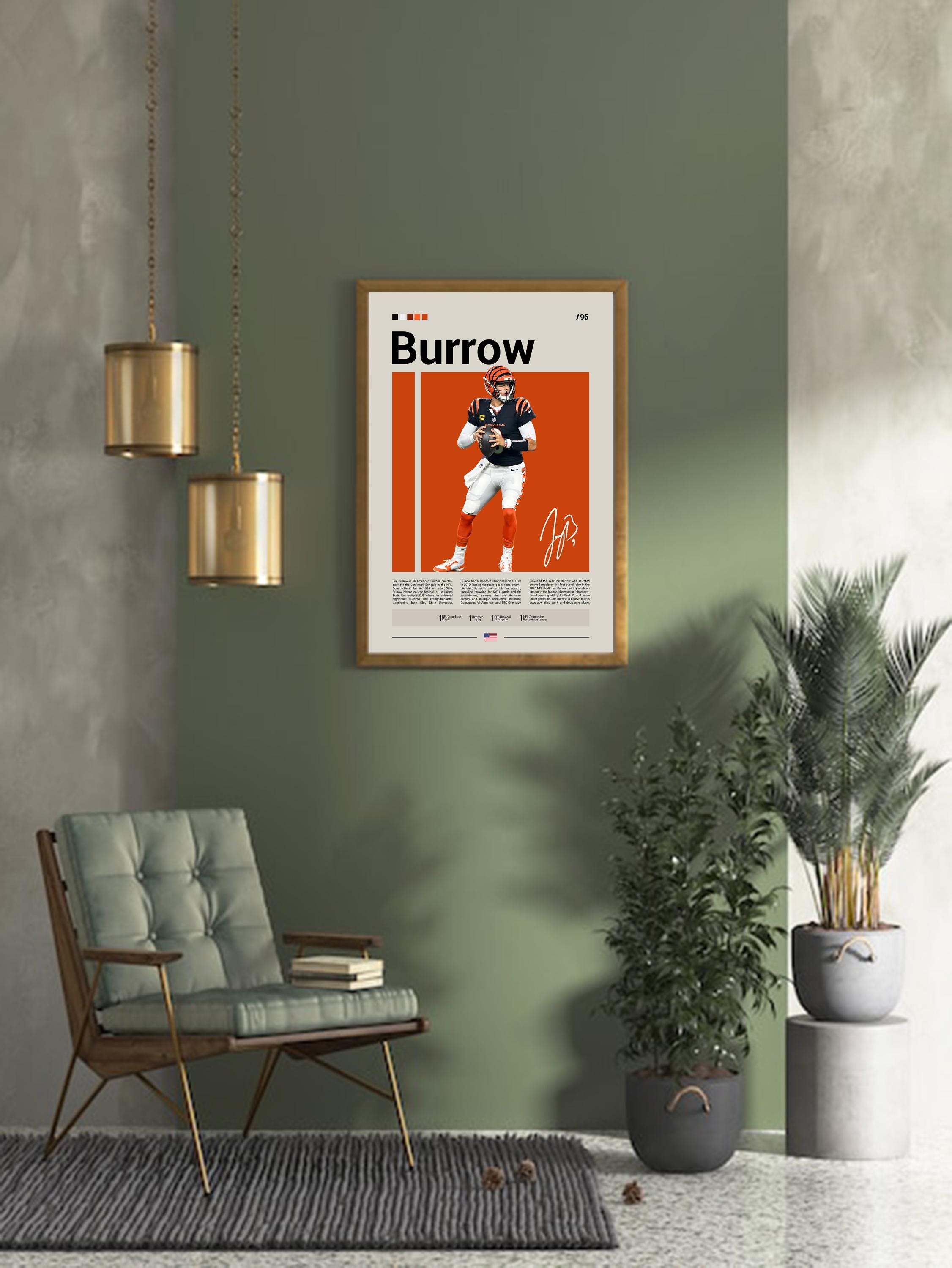 Joe Burrow Poster, Cincinnati Bengals Print, NFL Wall Art, Football ...