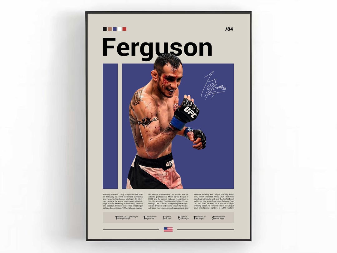 Tony Ferguson Fighting Poster, UFC Legend Art, MMA Wall Decor, Fight ...