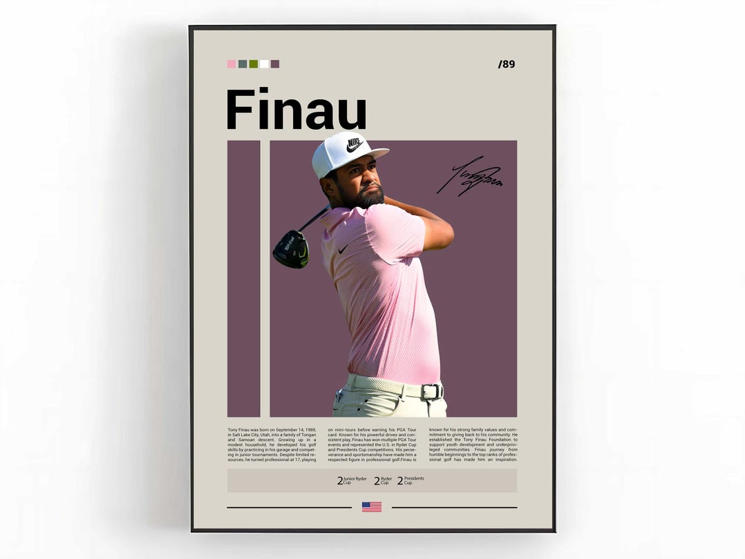 Tony Finau Golf Poster, PGA Tour Champion Print, Golf Wall Art, Pro ...