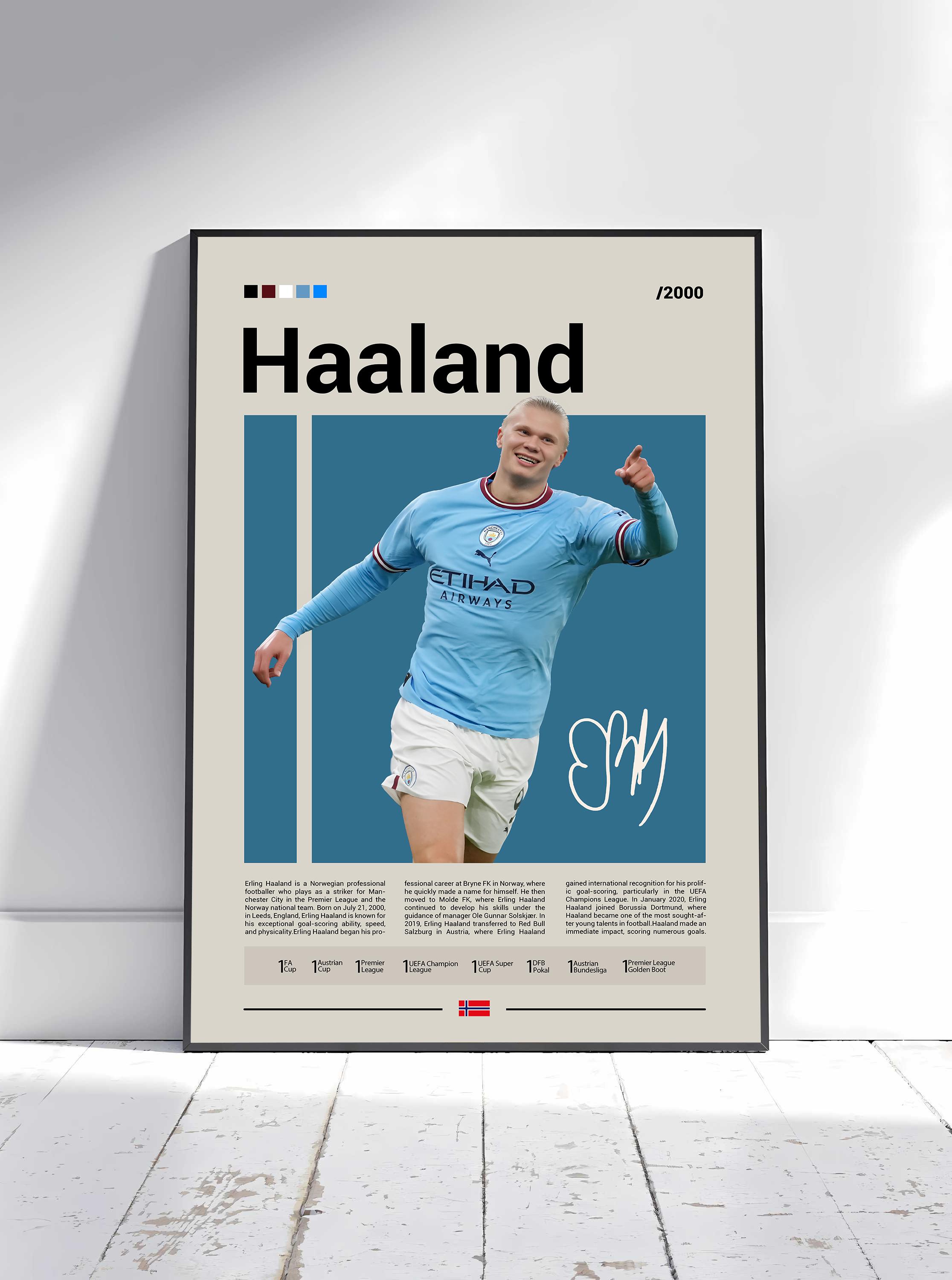 Erling Haaland Poster, Manchester City Wall Art, Soccer Print, Haaland ...