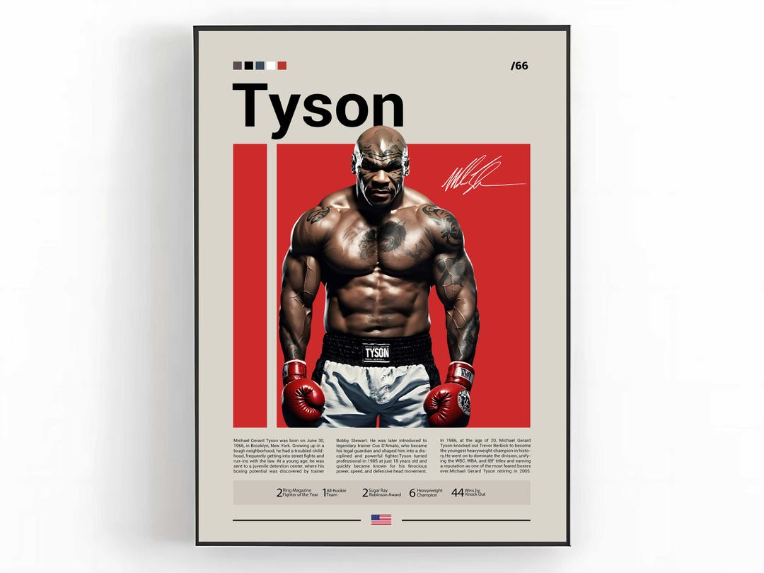 Mike Tyson Boxing Poster, Heavyweight Champion Art, Boxing Legend Print ...