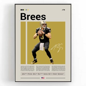 Drew Brees Poster, New Orleans Saints Print, NFL Wall Art, Football ...
