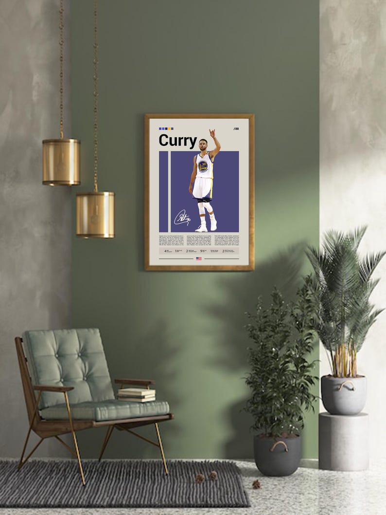 Stephen Curry Poster, Golden State Warriors Art, NBA Basketball Print ...