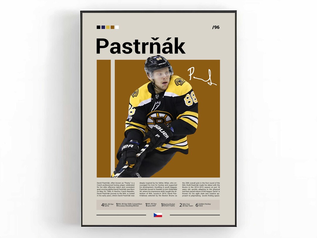 David Pastrnak Poster, Boston Bruins Print, NHL Hockey Art, Sports ...