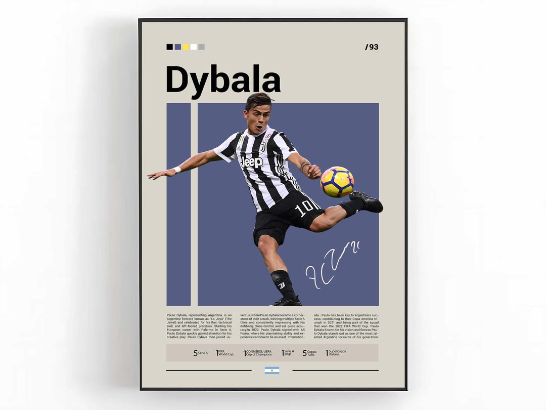 Paulo Dybala Poster, Juventus FC Wall Art, Soccer Print, Dybala Decor ...
