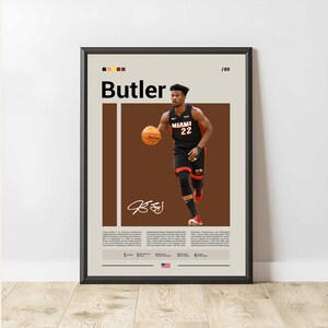 Jimmy Butler Poster, Miami Heat Print, NBA Basketball Art, Sports ...