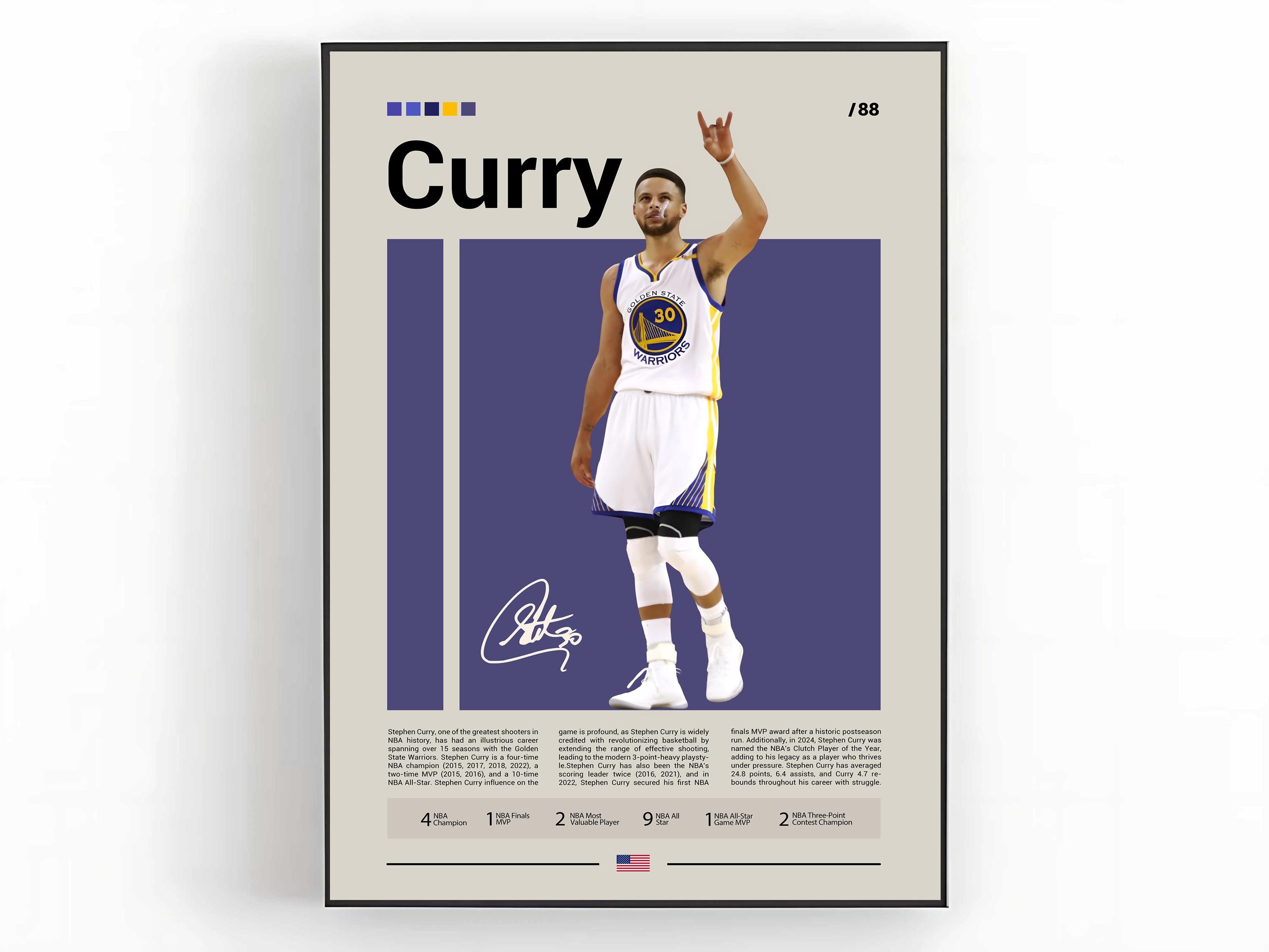 Stephen Curry Poster, Golden State Warriors Art, NBA Basketball Print ...
