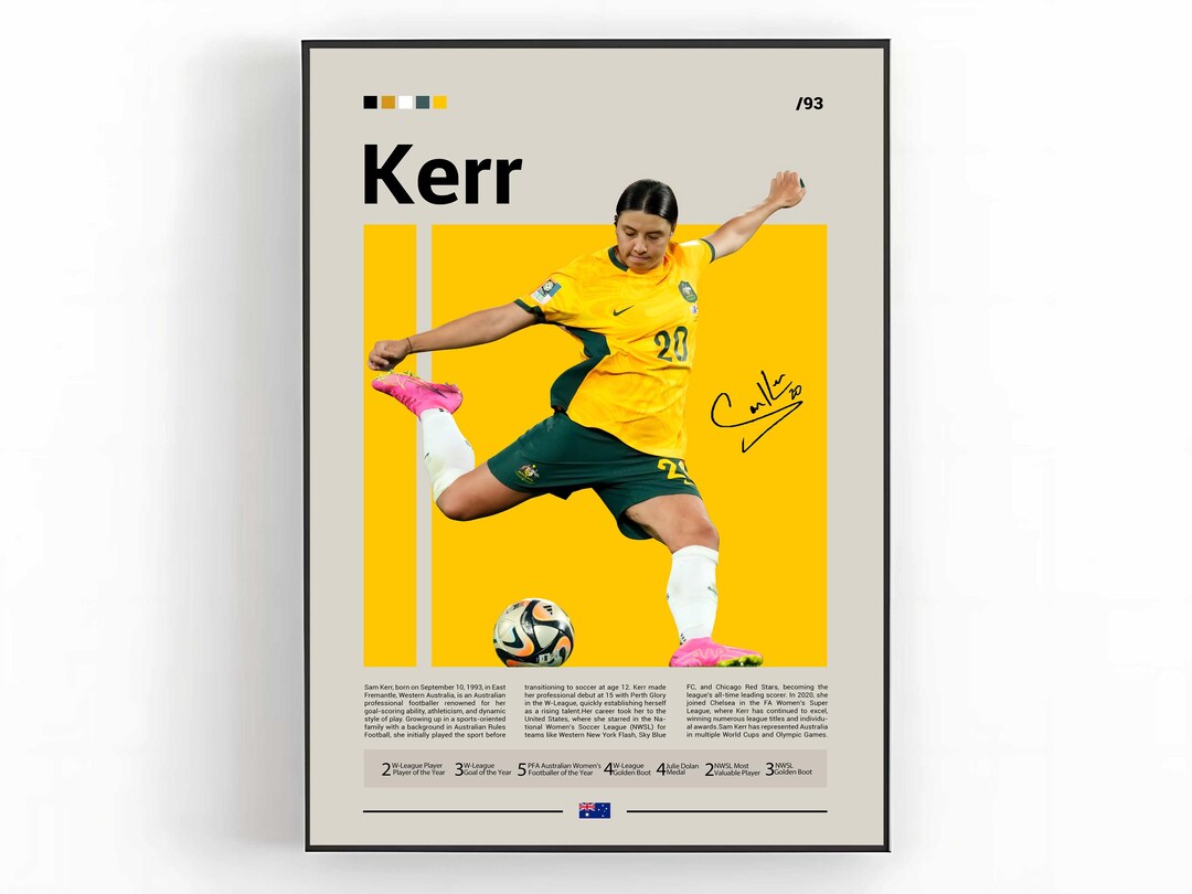 Sam Kerr Poster, Matildas Poster, Soccer Gifts, Sports Poster, Football ...