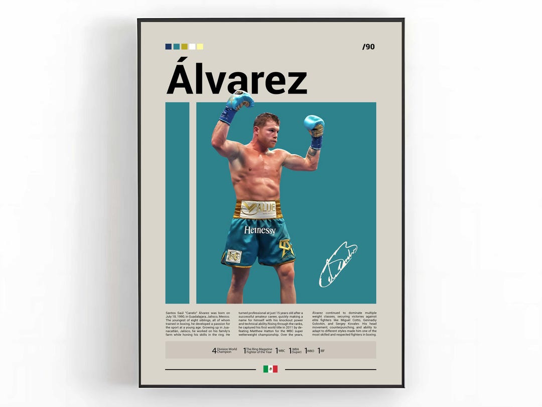 Canelo Álvarez Boxing Poster, Mexican Boxing Champion Art, Fight Night ...
