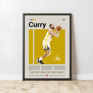 Stephen Curry Poster, Golden State Warriors Print, NBA Superstar Art ...