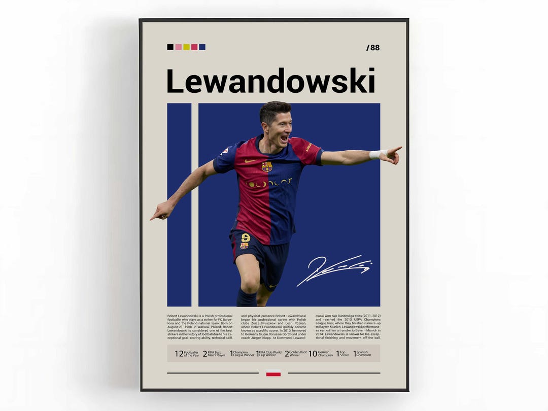 Robert Lewandowski Poster, Barcelona Poster, Soccer Gifts, Sports ...
