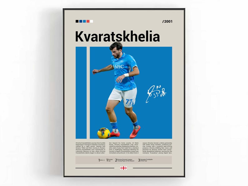 Khvicha Kvaratskhelia Poster, SSC Napoli Wall Art, Soccer Print ...