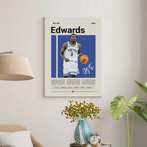 Anthony Edwards Poster, Minnesota Timberwolves Print, NBA Basketball ...