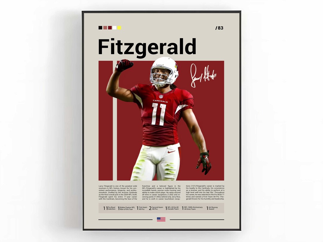 Larry Fitzgerald Poster, Arizona Cardinals Print, NFL Wall Art ...