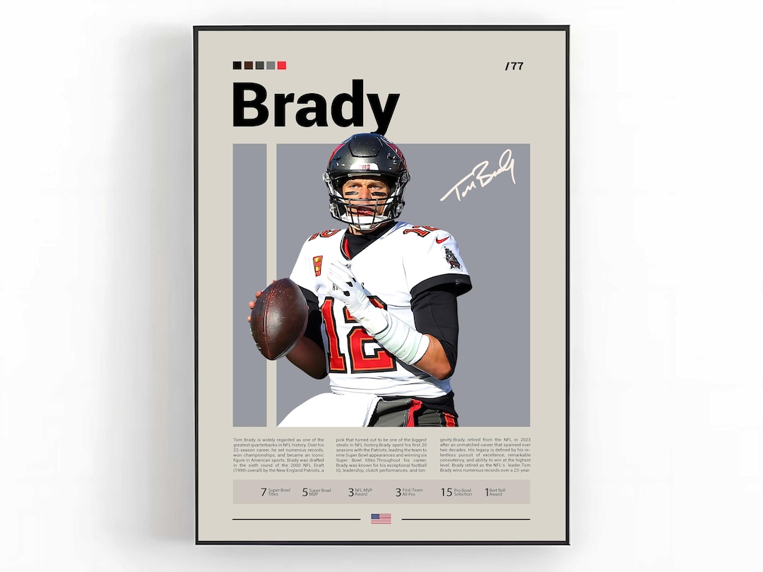 Tom Brady Poster, Tampa Bay Buccaneers Poster, NFL Poster, Sports ...