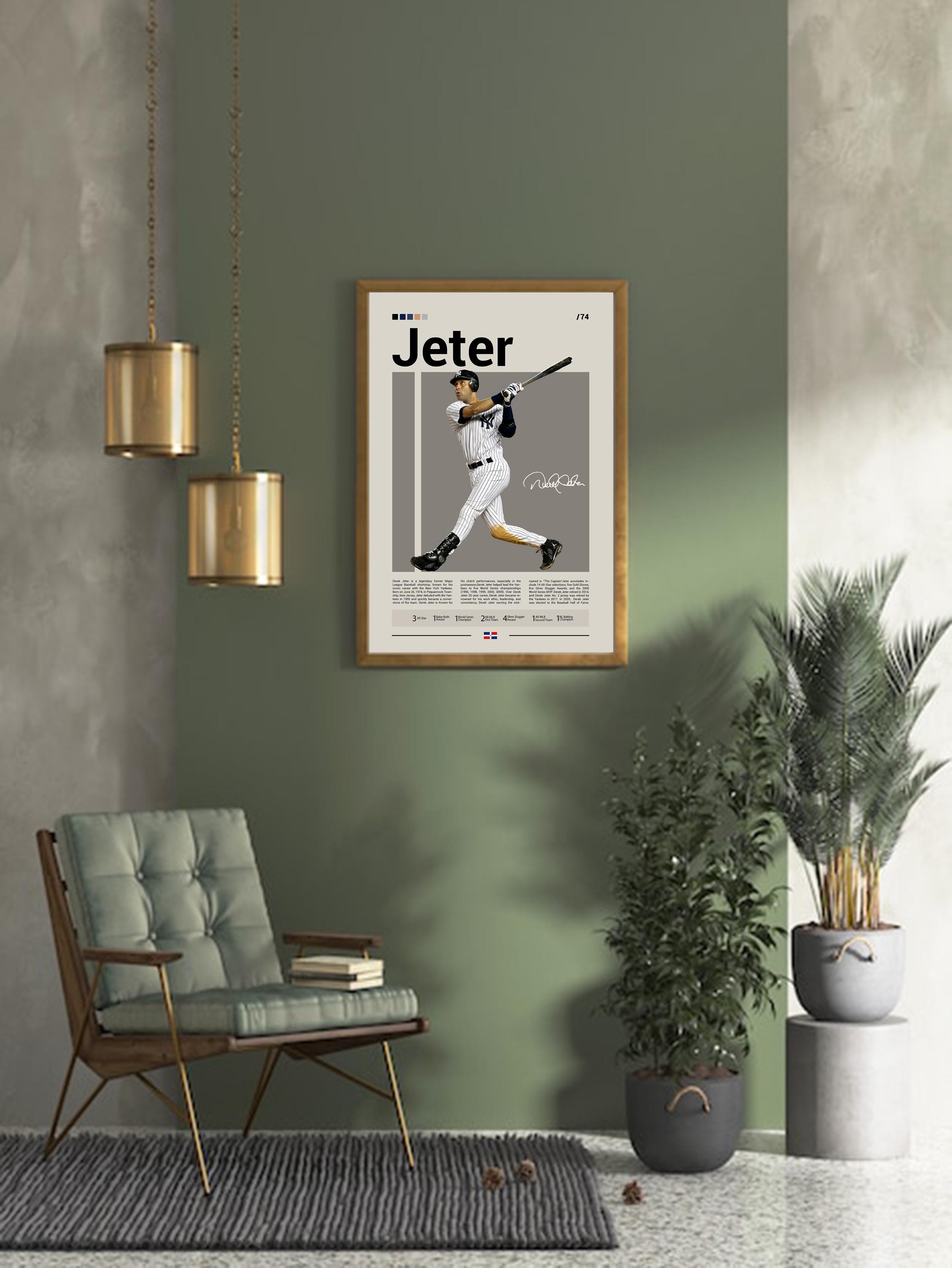 Derek Jeter Poster, New York Yankees Print, MLB Wall Art, Yankees ...
