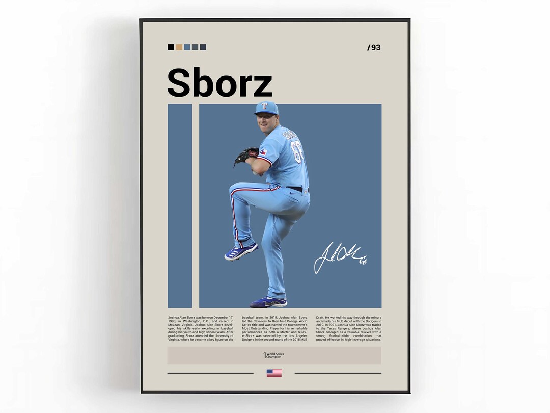 Matt Sborz Poster, Texas Rangers Print, MLB Wall Art, Rangers Baseball ...