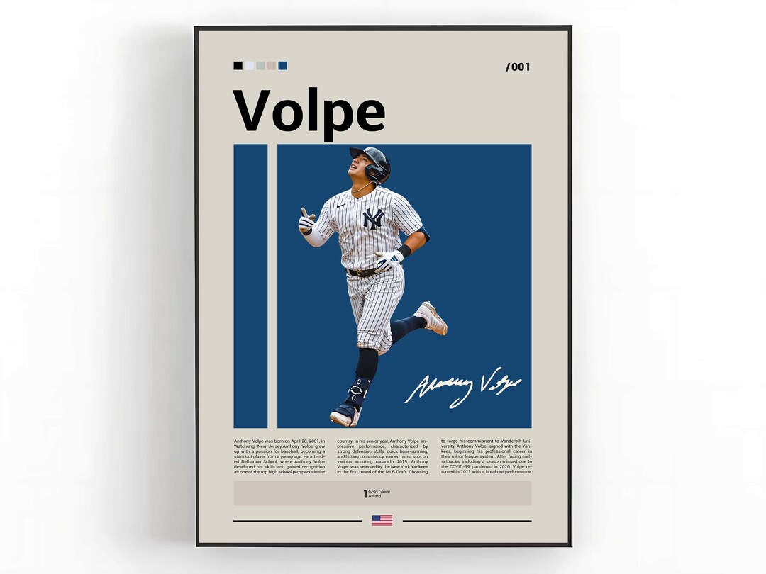 Anthony Volpe Poster, New York Yankees Print, MLB Wall Art, Yankees ...