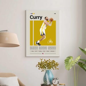 Stephen Curry Poster, Golden State Warriors Print, NBA Superstar Art ...