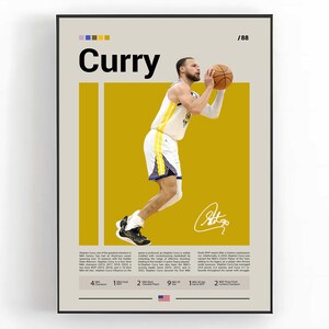 Stephen Curry Poster, Golden State Warriors Print, NBA Superstar Art ...