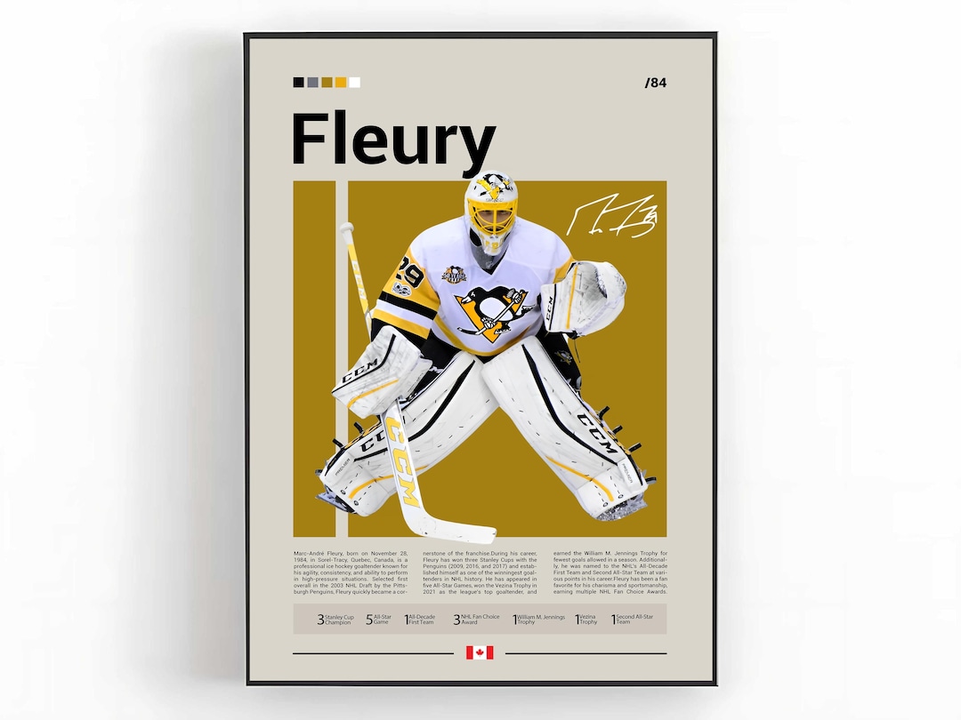 Marc-andré Fleury Poster, Pittsburgh Penguins Hockey Wall Art, NHL ...