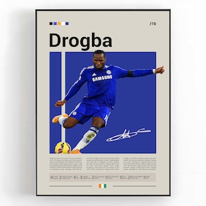 Didier Drogba Poster, Chelsea FC Wall Art, Drogba Soccer Print, Chelsea ...