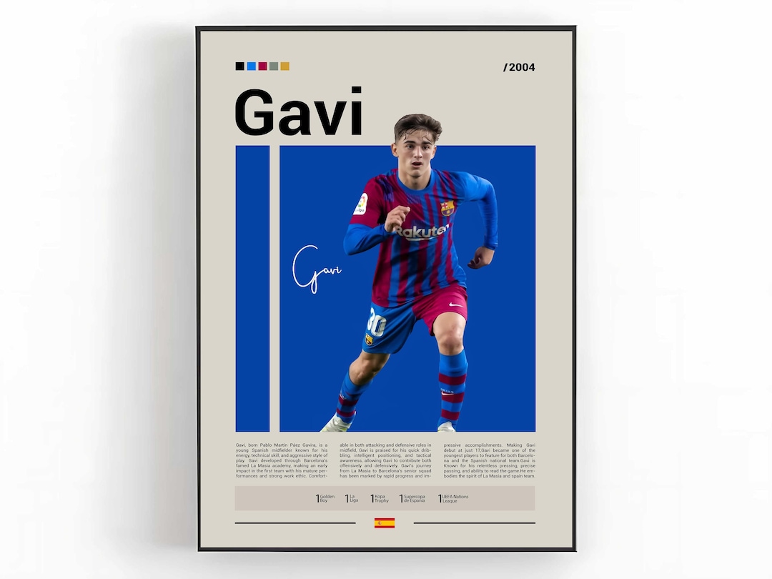 Gavi Poster, FC Barcelona Wall Art, Soccer Print, Gavi Decor, Barcelona ...