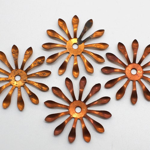 Vintage Copper Metal Flower Findings 29mm Base Metal Flowers | Etsy